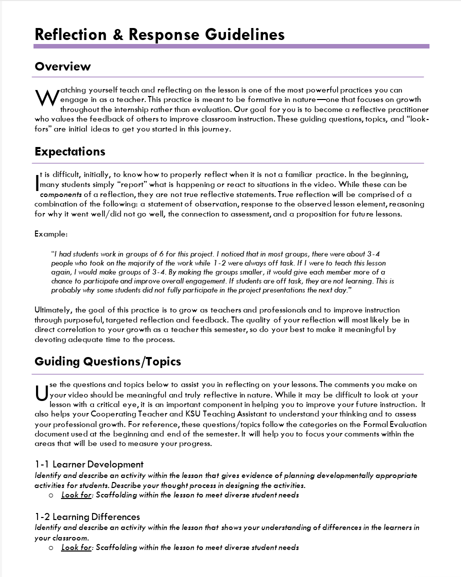 Reflection & Response Guidelines | Center for Education Policy Research