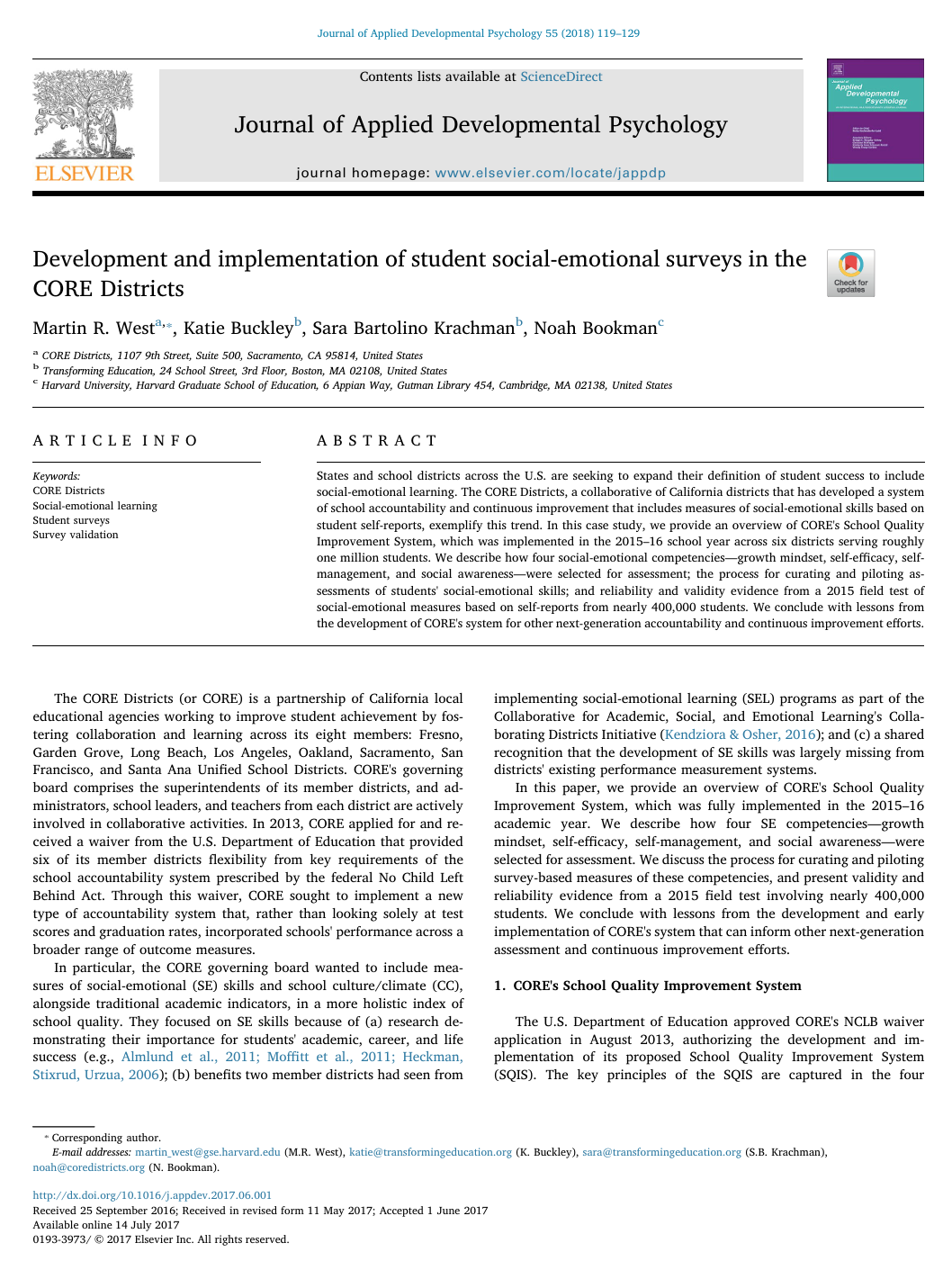 Development and implementation of student social-emotional surveys in ...