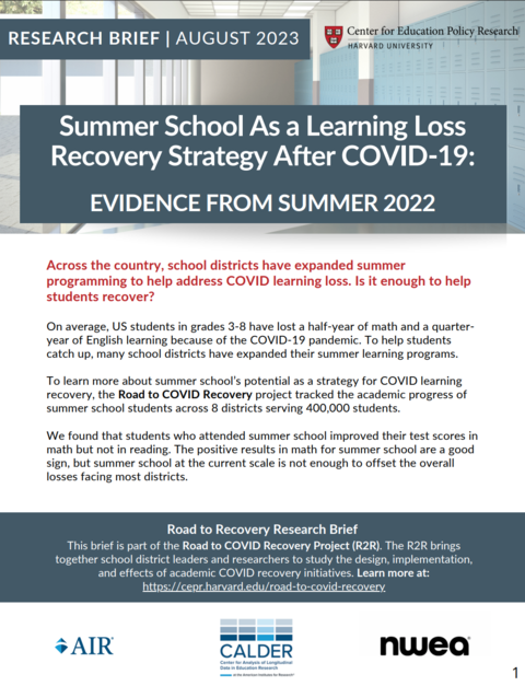Road to COVID Recovery | Center for Education Policy Research